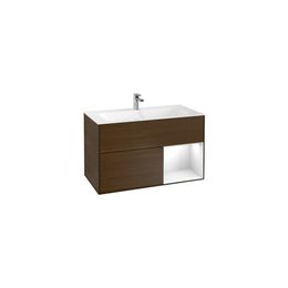Villeroy & Boch V&B Waschtischunterschrank Finion Reg re glo white lacquer, Walnut veneer ; Villeroy & Boch (F040GFGN)