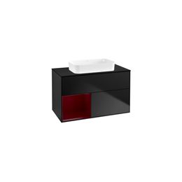Villeroy & Boch V&B Waschtischunterschrank Wandbeleuchtung Finion 100x60,3 cm, Reg li Peo, bla m lacquer ; Villeroy & Boch (G652HBPD)