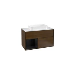 Villeroy & Boch V&B Waschtischunterschrank Abdeckplatte wh. m Finion 100x60,3cm, Reg li bla m Lac, wal veneer ; Villeroy & Boch (F241PDGN)