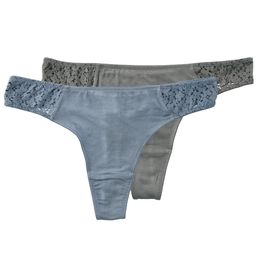 Gina Benotti 2 Damen Strings mit floraler Spitze