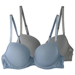 Gina Benotti 2 Damen B&uuml;gel-BHs mit floraler Spitze
