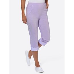 Caprihose Casual Looks, Damen, Gr. 46, Normalgr&ouml;&szlig;en, lila (flieder), 72% Viskose, 25% Polyamid, 3% Elasthan, gemustert, mehrfarbig, knielang, Hosen Caprihose