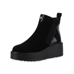 VAN HILL Keilstiefeletten Anna in Schwarz Lack | Gr.: 38