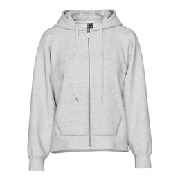 Pieces Hoodie mit Rei&szlig;verschluss in Light Grey Melange | Gr.: XL