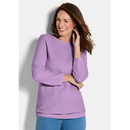 GOLDNER Eleganter Baumwollpullover, Halbarm in flieder | Gr.: 46