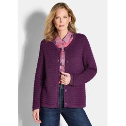 GOLDNER Kurzgr&ouml;&szlig;e: Elegante Strickjacke mit Lurex, Langarm in beere | Gr.: 24