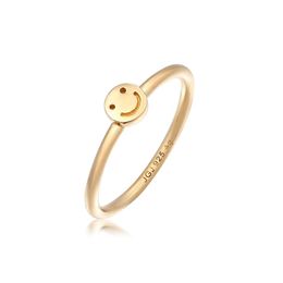 Elli Ring 925 Sterling Silber mit Smiling Face, Pinky Ring in Gold | Gr.: 46