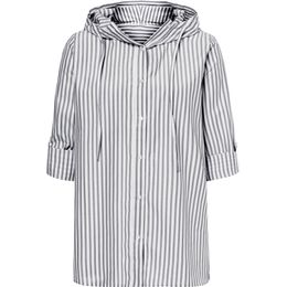 Heine Damen Gestreifte Bluse mit Kapuze khaki-ecru-gestreift Gr&ouml;&szlig;e 40