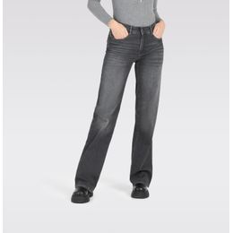 Weite Jeans MAC "WIDE", Damen, Gr. 34, L&auml;nge 32, grau (grau heavy used wash), Denim/Jeans, Obermaterial: 91% Baumwolle, 7% Elastomultiester, 2% Elasthan, bequem, Jeans