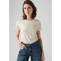 Levi's T-Shirt LEVI'S "THE PERFECT TEE", Damen, Gr. S (36), hummingbird, Single Jersey, Obermaterial: 100% Baumwolle, normal, Rundhals, abgesteppt, Shirts T-Shirt, mit Batwing-Logoprint
