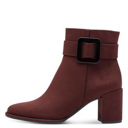 Marco Tozzi Stiefelette, Blockabsatz, Ankleboots mit modischer Zierschnalle bordeaux 41 41 Elegante Stiefelette mit praktischem Innenreißveschluss