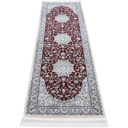 CarpetFine Teppich &raquo;Nain Diane, auch als L&auml;ufer&laquo; rechteckig 8 mm H&ouml;he Kurzflor mit Fransen, Vintage Orient Look, Wohnzimmer rot Polyester, 