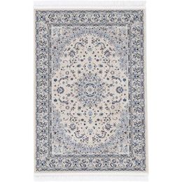 CarpetFine Teppich &raquo;Nain Diane, auch als L&auml;ufer&laquo; rechteckig 8 mm H&ouml;he Kurzflor mit Fransen, Vintage Orient Look, Wohnzimmer beige Polyester, 