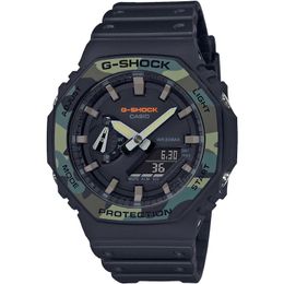 Casio G-SHOCK Chronograph Quarzuhr, Armbanduhr, Herrenuhr, digital, bis 20bar wasserd.Resinarmband schwarz-dunkelgrün Topaktueller Chronograph für...