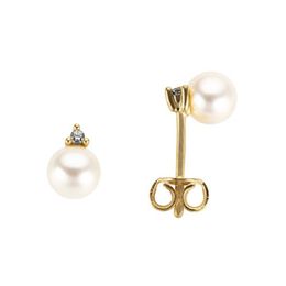 Firetti Paar Ohrstecker »Schmuck Geschenk Gold 333 Ohrschmuck Perle Solitär Dreieck« mit Süßwasserzuchtperle - mit Brillanten gelbgoldfarben-weiß 5...