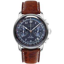 Zeppelin Chronograph »LZ 126 Los Angeles« Armbanduhr, Quarzuhr, Herrenuhr, Datum, Stoppfunktion, Made in Germany cognacfarben-blau Interessanter...