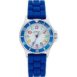 s.Oliver Quarzuhr Armbanduhr, Kinderuhr, analog, Silikonarmband, Geschenkidee blau Angesagte Kinderarmbanduhr