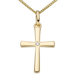 Firetti Kettenanhänger »Schmuck Geschenk Gold 333 Halsschmuck Anhänger für Halskette Kreuz« () mit Brillant gelbgoldfarben + Wweiss Eleganter...