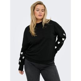 Only CARMAKOMA Sweatshirt &raquo;CARMACY L/S O-NECK CC SWT JRS&laquo; Black Detail:W. Cloud Dancer hearts S S Sweater von Only CARMAKOMA