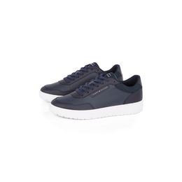 Tommy Hilfiger Sneaker »TH BASKET CORE LTH PINPERF«, Freizeitschuh, Halbschuh, Schnürschuh mit gepolstertem Schaftrand dunkelblau 46 46 Schnürer im...