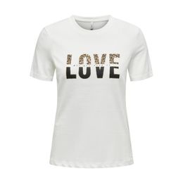 Only Kurzarmshirt »ONLTANYA LIFE REG S/S LEO PRINT TOP JRS« Cloud Dancer Print:Love L L T-Shirt von Only