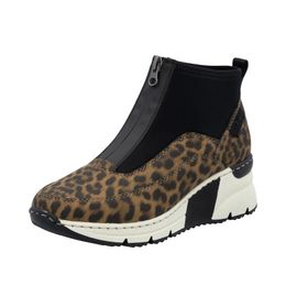 Rieker Schlupfboots Stiefelette, High Top Sneaker mit Reißverschluss auf der Vorderseite leo-schwarz 38 38 Knöchelhoher Keilsneaker in sportiver Optik