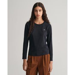 Gant Damen Langarmshirt &raquo;REG SHIELD LS T-SHIRT&laquo; kleine Logostickerei auf der Brust schwarz XL