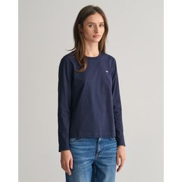 Gant Damen Langarmshirt &raquo;REG SHIELD LS T-SHIRT&laquo; kleine Logostickerei auf der Brust blau L