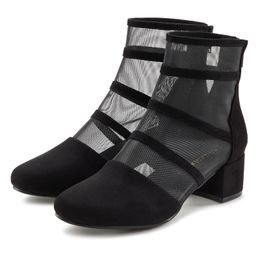 Lascana Stiefelette »Ankle Boots, Stiefel« mit modischen Mesh-Einsätzen und Blockabsatz VEGAN schwarz 41 41 Sommerstiefelette mit modischen...