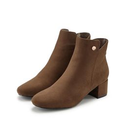 Lascana Stiefelette mit bequemen Blockabsatz, Ankle Boots, Stiefel VEGAN braun 39 39 Bequemer Blockabsatz