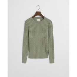 Gant Strickpullover »STRETCH COTTON CABLE C-NECK« mit Logostickerei auf der Brust FADED SAGE XXL XXL Pullover mit Zopfmuster von Gant