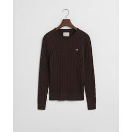Gant Strickpullover »STRETCH COTTON CABLE C-NECK« mit Logostickerei auf der Brust DEEP BROWN XXL XXL Pullover mit Zopfmuster von Gant