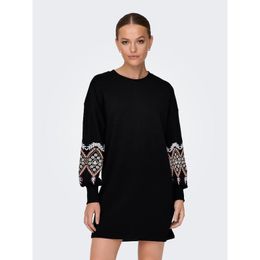 Only Sweatkleid &raquo;ONLBROOKE LS SHORT DRESS FLOWER SWT NOOS&laquo; Black Detail:Ethnic XS - N-Gr N-Gr XS Sweatshirtkleid von Only