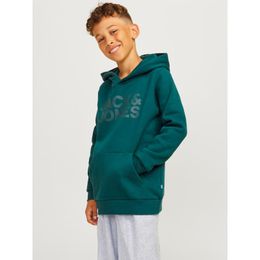 Jack & Jones JACK & JONES JUNIOR Kapuzensweatshirt &raquo;JJECORP mit Druck, K&auml;ngurutasche, pflegeleicht&laquo;, bedruckt, modisch, regular fit, Rundhals Deep Teal 140 140...