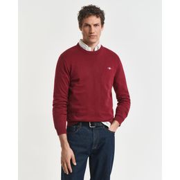 Gant Rundhalspullover »CLASSIC COTTON C-NECK« Premium Strickpullver aus weicher 100% Baumwolle, Übergangspullover PLUMPED RED M M Pullover von Gant