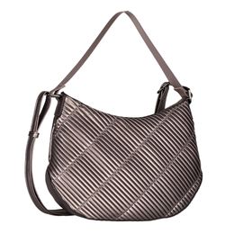 Umhängetasche Gabor "Finley", Damen, Gr. B/H/T: 31cm x 22cm x 7cm, silber (silberfarben), Polyurethan, Taschen, abgesteppte Falten auf weichem Lederimitat in diagonaler Linienführung