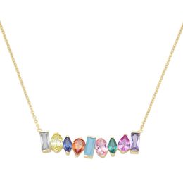 Collier "Zirkonia und Kristallsteine mehrfarbig, Silber 925", bunt (mehrfarbig), Giorgio Martello MILANO, Halsketten, Damen, 45cm, Silber 925 (Sterlingsilber)