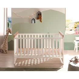 Babybett Begabino, B:77cm H:85cm T:143cmanderson pine, artisan eiche, Spanplatte, Babybetten, "Jasmin passend zum Babyzimmer", 70x140 cm inklusive