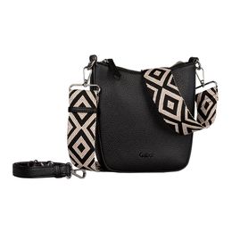 Umhängetasche Gabor "Linda", Damen, Gr. B/H/T: 18cm x 19cm x 5cm, schwarz, Polyurethan, Taschen, weiches Kunstleder mit elegantem Schultergurt aus edlem Gewebeband