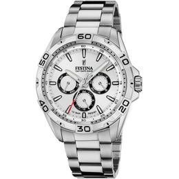 Multifunktionsuhr Festina, silber (silberfarben, silberfarben, schwarz), Armbanduhren, Herren, Armbanduhr, Quarzuhr, Herrenuhr, Edelstahlarmband,bis 10bar wasserd.