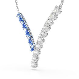Kette mit Anhänger Swarovski "Schmuck Geschenk Matrix Halskette", bunt (metallfarben, kristallweiß, blau), Halsketten, Damen, Metall, mit Swarovski Kristall, Swarovski Zirkonia (synth.)