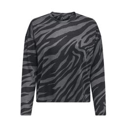 Langarmshirt Only "ONLLYAM LIFE L/S TOP BOX JRS", Damen, Gr. S, magnet aop:shiny zebra, Jersey, Obermaterial: 95% Polyester, 5% Elasthan, animal-print, bedruckt, Rundhals, Shirts Langarmshirt