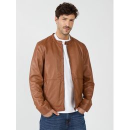 Lederjacke JCC "31024404", Herren, Gr. 48, braun (cognac), Obermaterial: 100% Schafsleder; Futter: 100% Baumwolle; Ärmelfutter: 100% Polyester, mit Knopf, Jacken