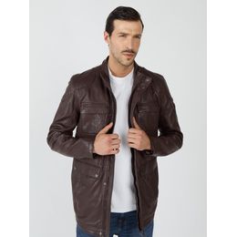 Lederjacke JCC "31024406", Herren, Gr. 48, braun (schwarz braun), Obermaterial: 100% Lammnappaleder; Futter: 100% Baumwolle; Ärmelfutter: 100% Polyester, Jacken
