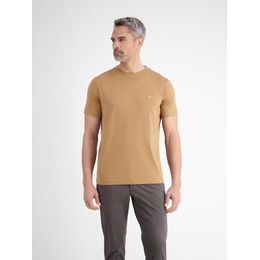 T-Shirt Lerros "Lerros Basic T-Shirt mit Logostitck, unifarben", Herren, Gr. 3XL, light coffee, 100% Baumwolle, Rundhals, Shirts