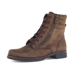 Schnürstiefelette Gabor, Damen, Gr. 38, braun (rehbraun), Ziegenveloursleder, unifarben, Basic, Schuhe, Blockabsatz, Schnürboots mit Zierreißverschluss an der Außenseite