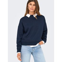 Sweatshirt Only "ONLDAZE L/S CREW NECK SWT NOOS", Damen, Gr. XS, blau (navy blazer), Sweatware, Obermaterial: 78% Baumwolle, 22% Polyester, unifarben, regular fit taillenlang, Rundhals, Rippbündchen, Sweatshirts