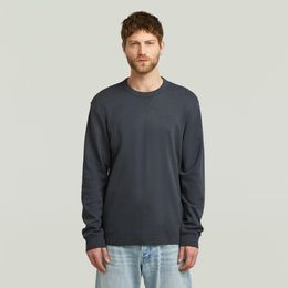 G-Star Raw Longsleeve G-STAR "Nifous R", Herren, Gr. M, india ink, Jersey, Obermaterial: 100% Baumwolle, unifarben, regular fit, Rundhals, Rippbündchen, Shirts, mit geripptem Einsatz vorne