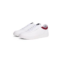 Sneaker Tommy Hilfiger "TH BASKET CORE LTH", Herren, Gr. 39, weiß, rot, blau, Leder, Lederimitat, Textil, Schuhe, Freizeitschuh, Halbschuh, Schnürer, Logo-Aufnäher an der Schuhzunge