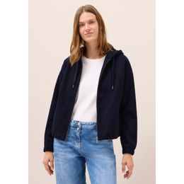 Blouson Cecil, Damen, Gr. XS (36), urban dunkelblau, Stoff, Obermaterial: 92% Polyester, 8% Viskose; Futter: 100% Polyester, meliert, comfort fit normal, ohne Ausschnitt, Bündchen, Jacken Blouson, mit Kapuze